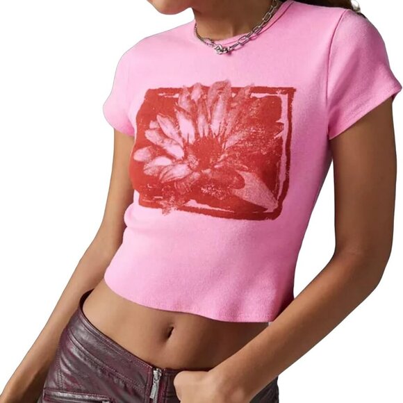 Tops | Graphic Baby Tees For Women Teenagers Y2k Flower Print Crop Tops ...